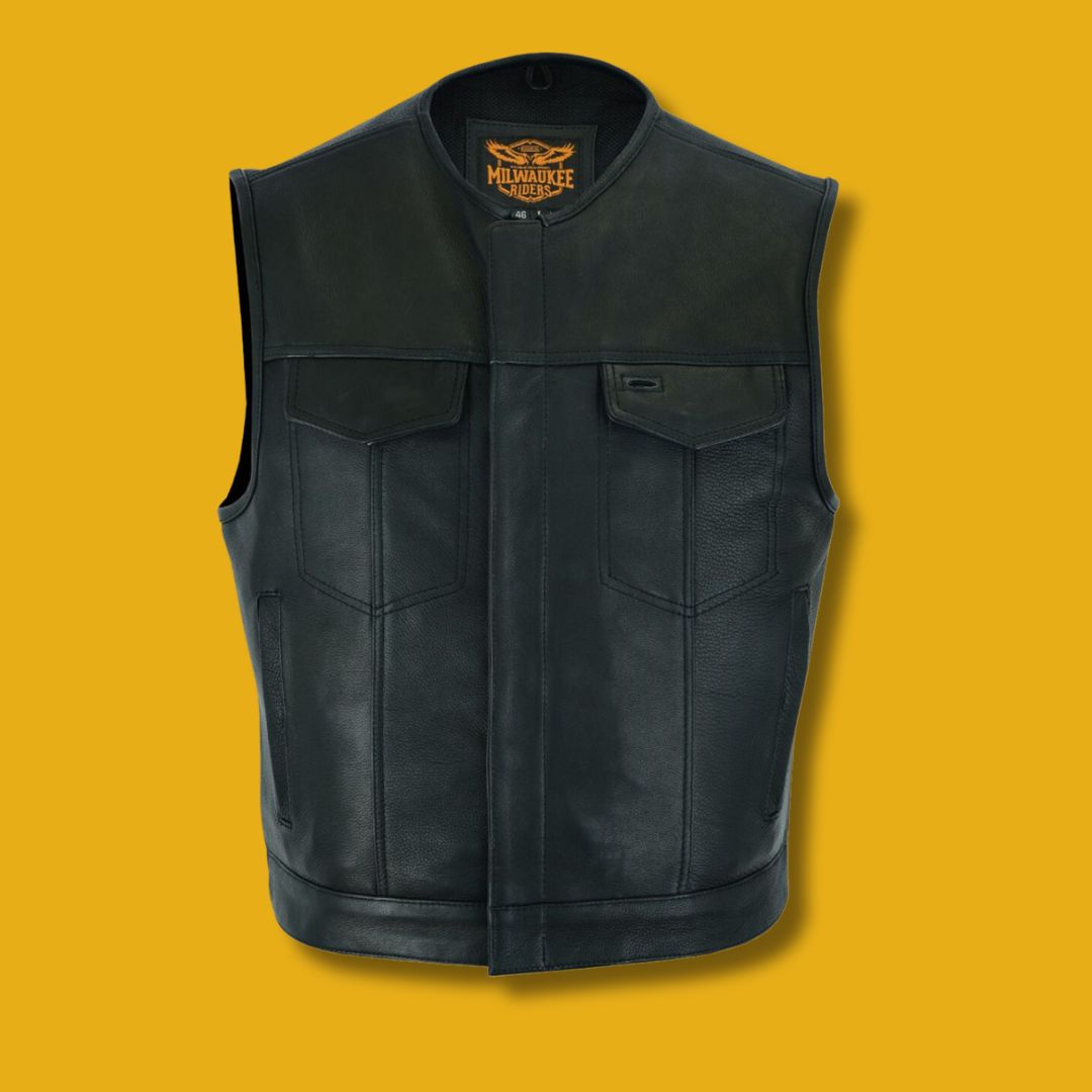 Milwaukee Riders® Low Cut - Mens Leather Motorcycle Club Vest - Jabali ...